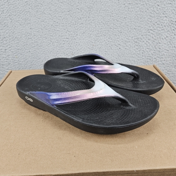 OOFOS | Shoes | Oofos Womens Oolala Luxe Sandal Size 1 Recovery Thong Slide Calypso Blue Pink ...